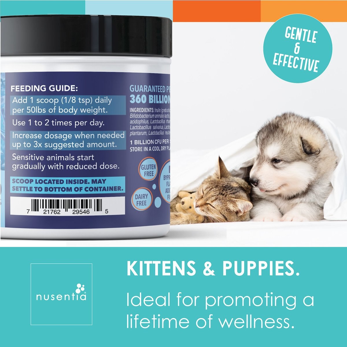 NUSENTIA Probiotic Miracle Premium Blend Dog & Cat Supplement, 44g jar ...