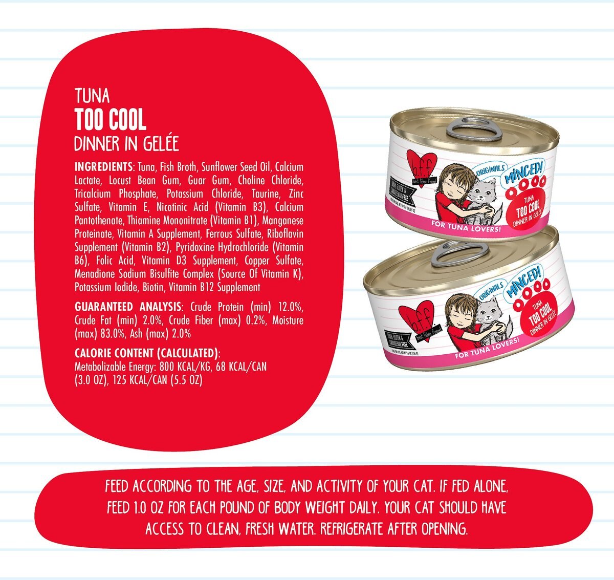 BFF Tuna Too Cool Dinner in Gelee Canned Cat Food, 3-oz tray, case of ...