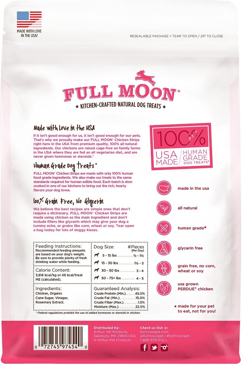 FULL MOON Chicken Strips Grain-Free Dog Treats, 6-oz bag - Chewy.com