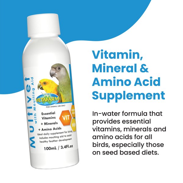 VETAFARM Multivet Liquid Bird Supplement, 3.4-oz bottle - Chewy.com
