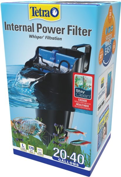 TETRA Whisper Internal Aquarium Power Filter with BioScrubber, 20-40 ...