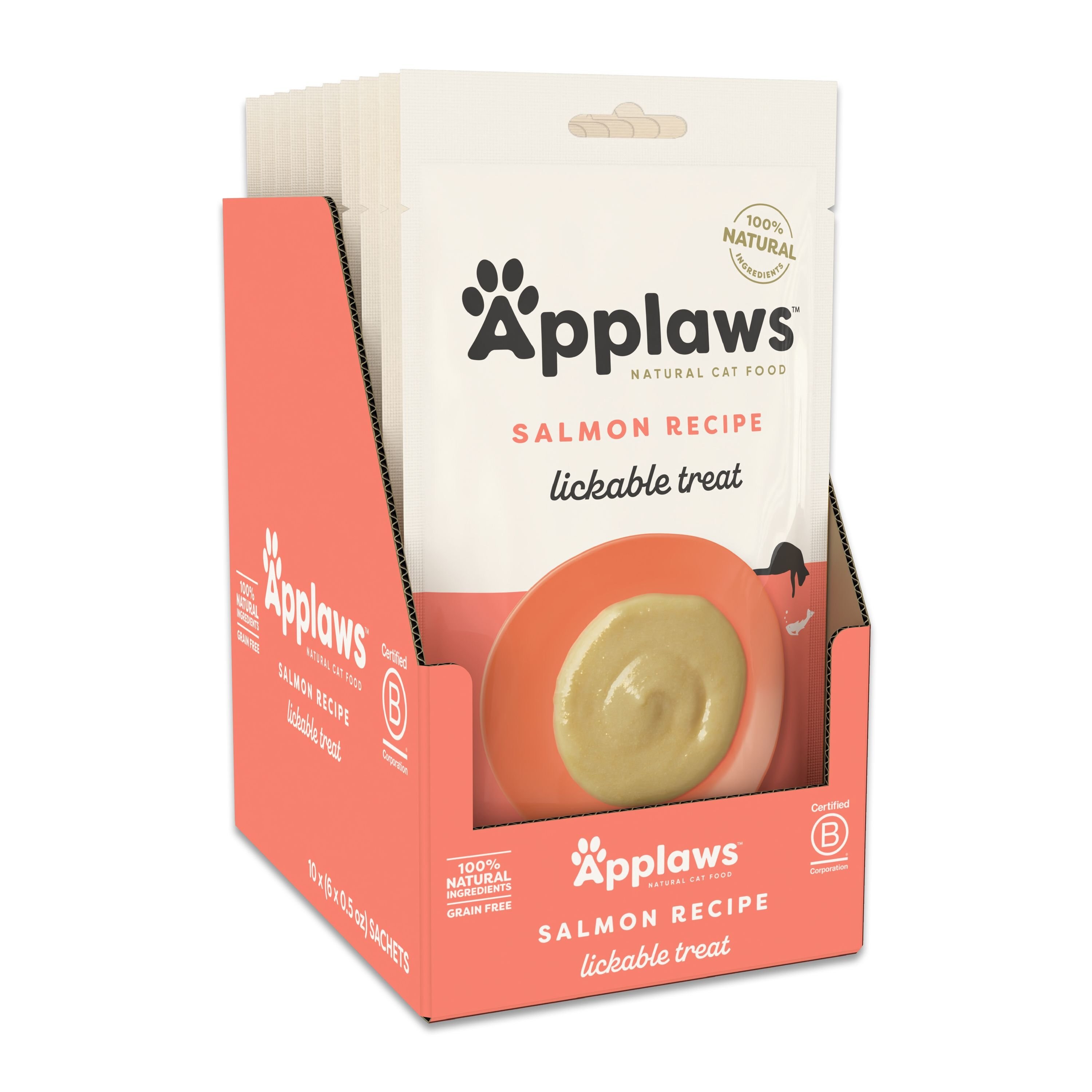 APPLAWS Salmon Puree Lickable Cat Treats, 0.5-oz tube, case of 60 ...