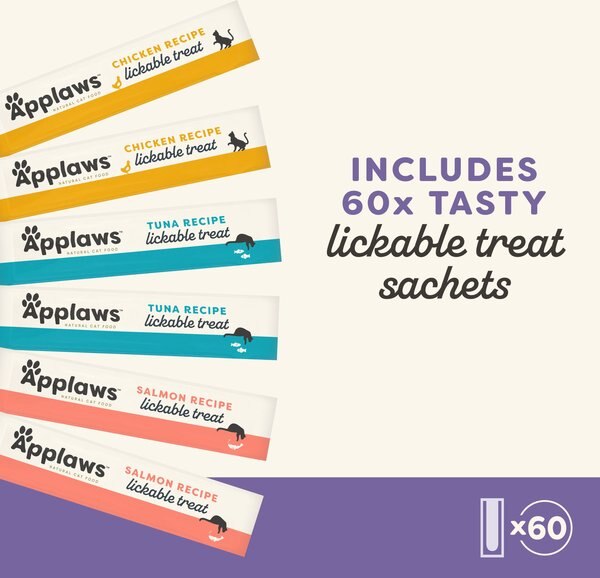 APPLAWS Variety Puree Selection Lickable Cat Treats, 0.5-oz tube, 60 ...