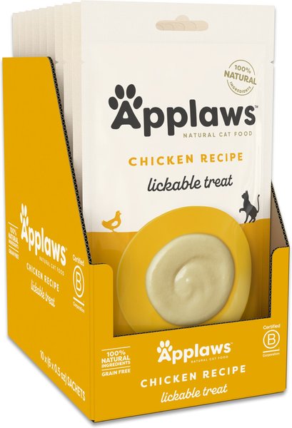 APPLAWS Chicken Puree Lickable Cat Treats, 0.5-oz tube, case of 60 ...