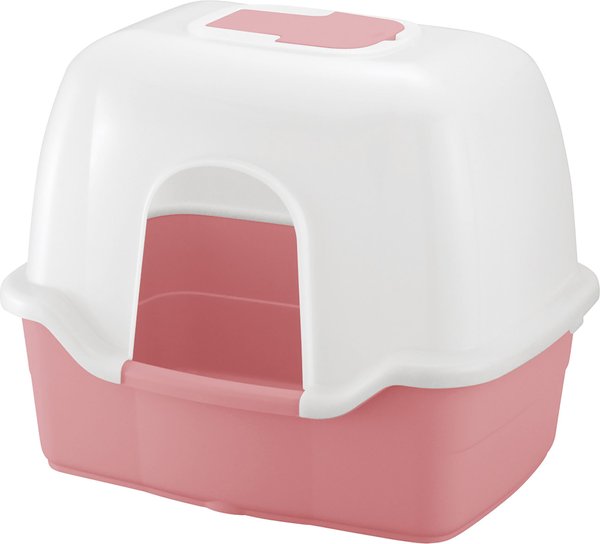 RICHELL Paw Trax Wide Hooded Cat Litter Box, Pink - Chewy.com