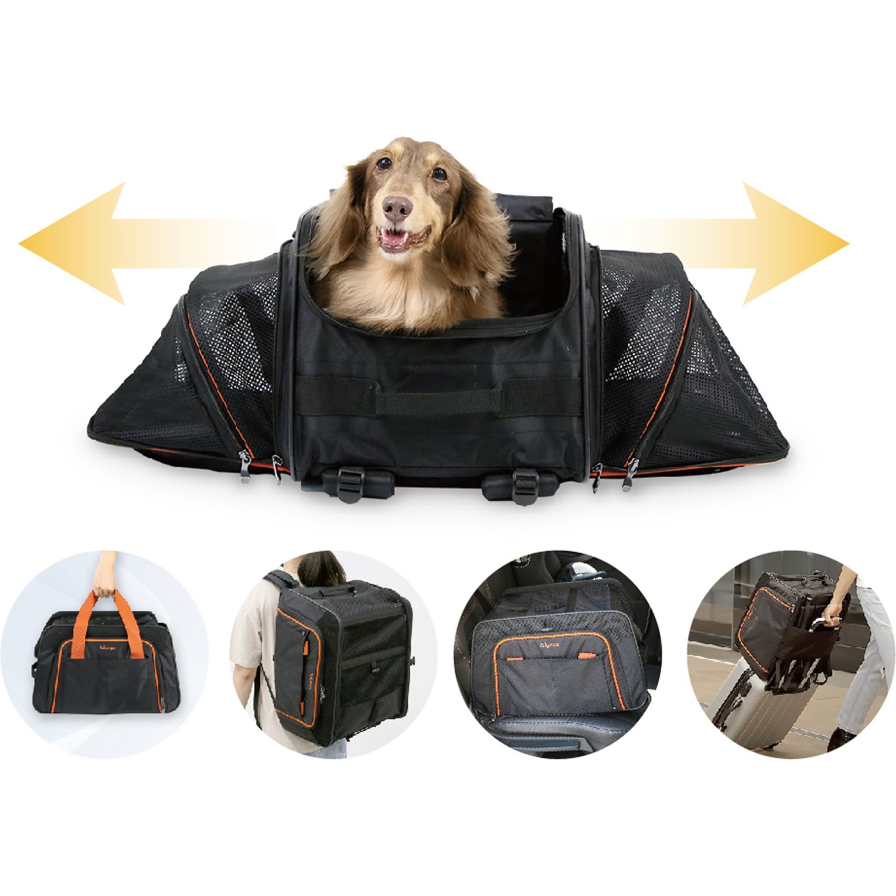IBIYAYA JetPaw Expandable In-Cabin Backpack Dog Carrier, Obsidian ...