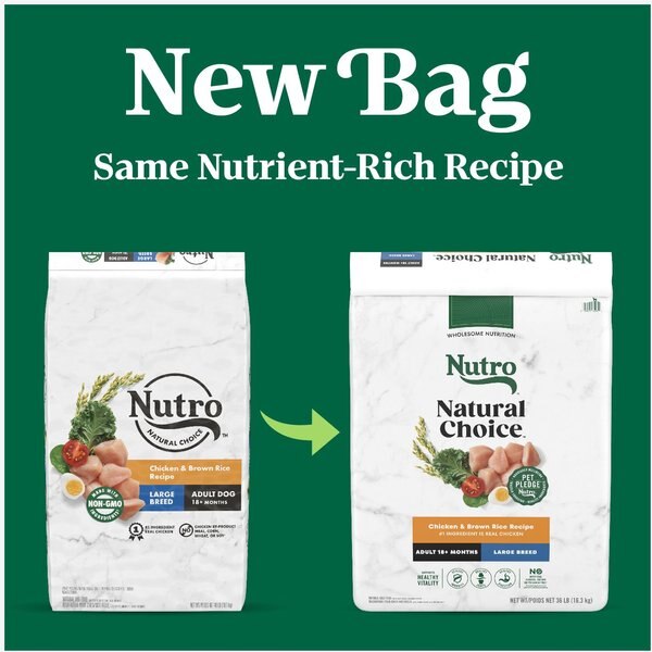 NUTRO Natural Choice Large Breed Adult Chicken & Brown Rice Recipe Dry Dog Food, 36-lb bag ...