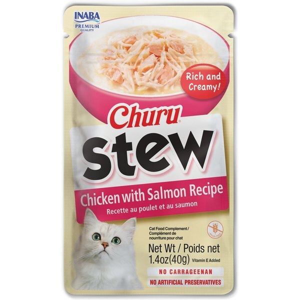 INABA Churu Stew Chicken with Salmon Recipe Grain-Free Lickable Cat ...