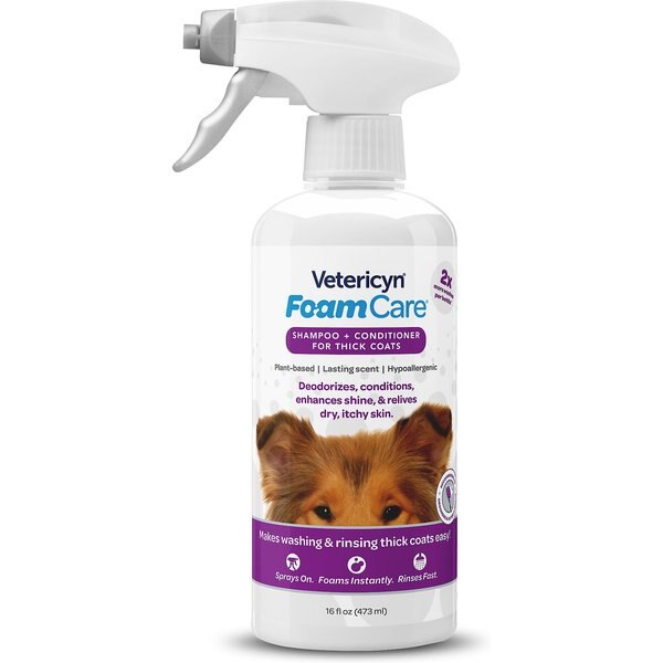 VETERICYN FoamCare Shampoo & Conditioner for Thick Coats, 16-oz spray ...
