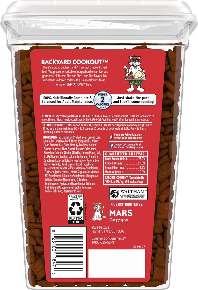 TEMPTATIONS MixUps Backyard Cookout Flavor Soft & Crunchy Cat Treats ...