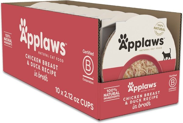 APPLAWS Chicken Breast & Duck Recipe in Broth Wet Cat Food, 2.12-oz pot ...