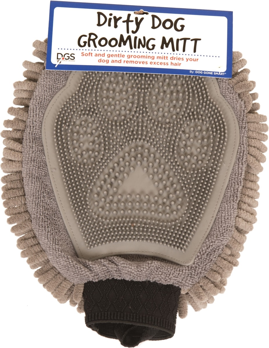 Discontinued - DOG GONE SMART Dirty Dog Grooming Mitt, Grey - Chewy.com