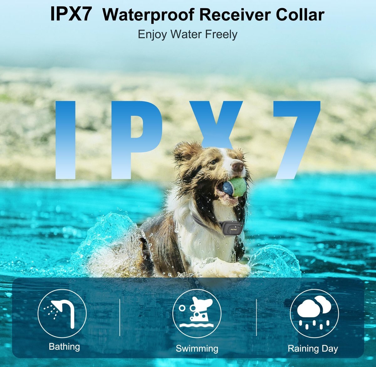 PATPET 2000-ft Waterproof & Adjustable Dog Training Collar, 9.8-25-in ...