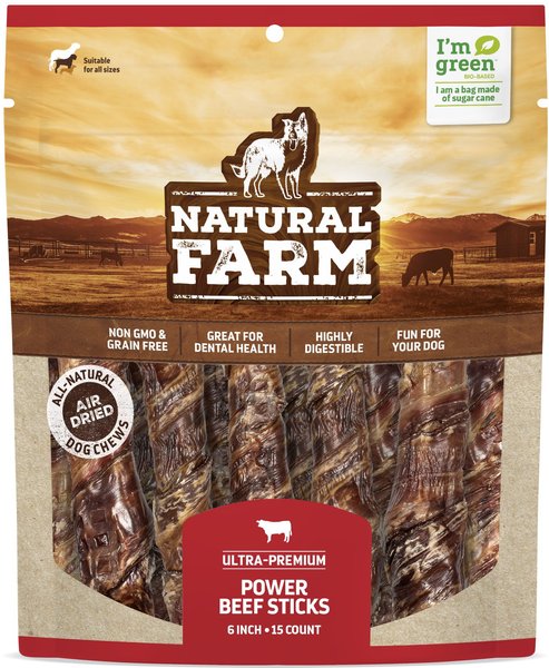 NATURAL FARM 6-inch Power Beef Stick Dog Treats, 15 count - Chewy.com