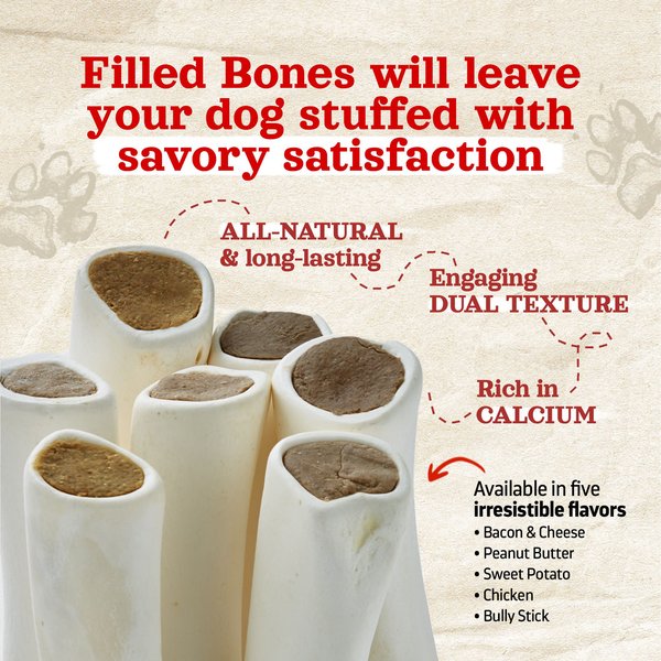 NATURAL FARM 5 to 6-inch Bully Stick Flavor Stuffed Dog Bones, 3 count ...