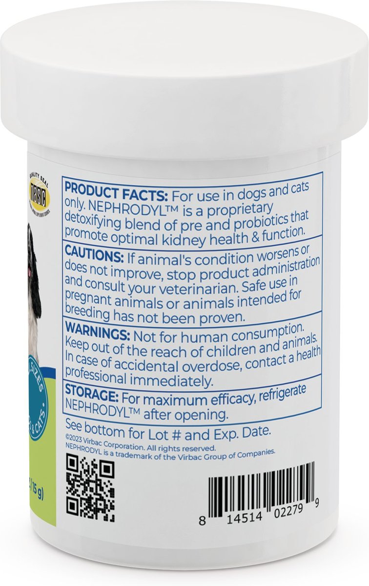 VIRBAC Nephrodyl Synbiotic Capsules for Kidney Support for Dogs & Cats ...