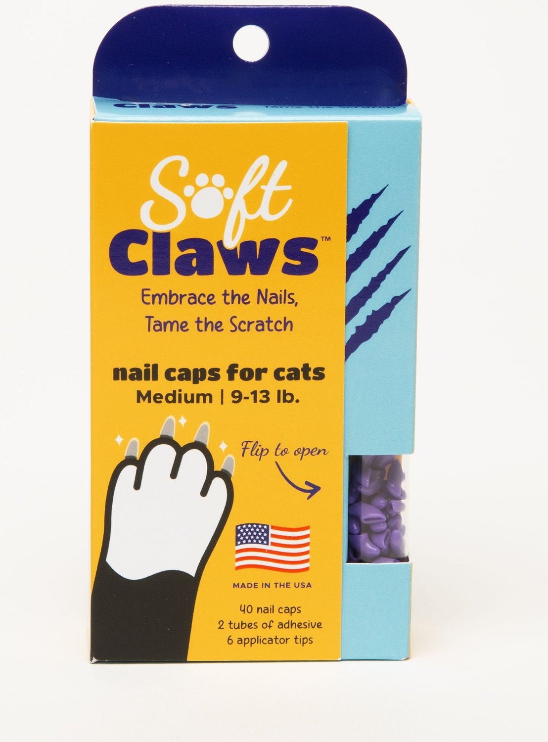 SOFT CLAWS Cat Nail Caps, 40 count, Medium, Purple - Chewy.com