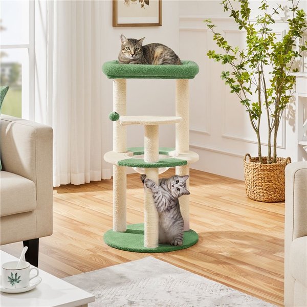 YAHEETECH 35.5-in Cat Tree with Space Capsule, Small, Army Green/Beige ...