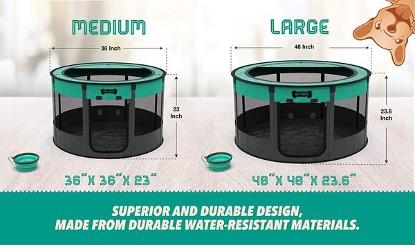 RUFF 'N RUFFUS Rounded Portable Foldable Playpen + Carrier & Travel ...