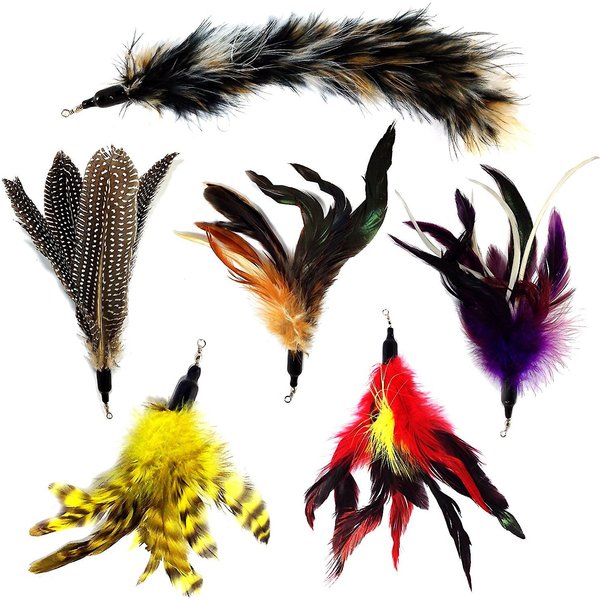 PET FIT FOR LIFE 6 Piece Replacement Feather Pack for Wand Cat Toy ...