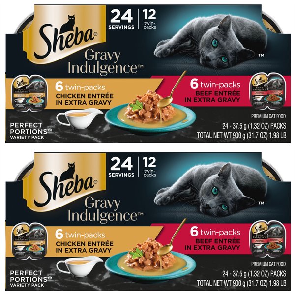 SHEBA Gravy Indulgence Chicken & Beef in Extra Gravy Variety Pack Grain ...