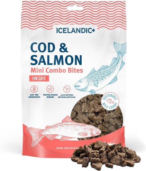 ICELANDIC+ Grain-Free Mini Cod & Salmon Combo Bites Adult Crunchy Cat ...