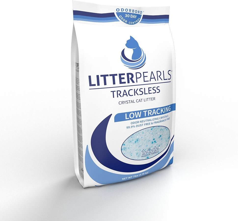 LITTER PEARLS Tracksless Unscented Non-Clumping Crystal Cat Litter, 7 ...