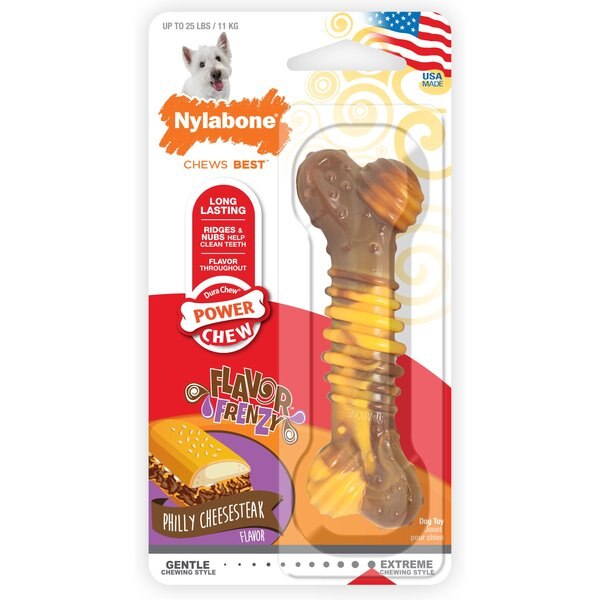 NYLABONE Power Chew Flavor Frenzy Cheesesteak Flavored Dog Chew Toy ...
