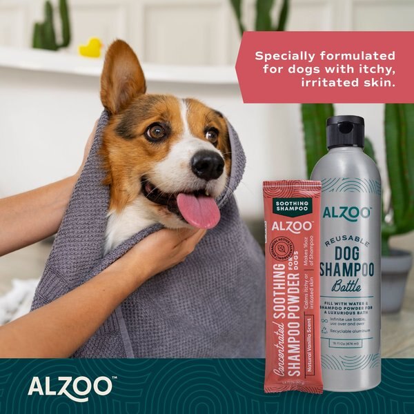 ALZOO Concentrated Soothing Dog Shampoo Powder Refill, Vanilla Scent, 1 ...