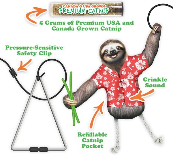 MEOWIJUANA Jump 'n' Jamb Get Wild Sloth Refillable Swinging Door Jamb ...