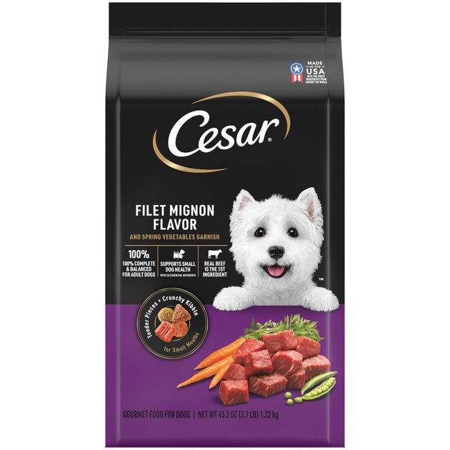 CESAR Filet Mignon Flavor & Spring Vegetables Garnish Small Breed Dry ...