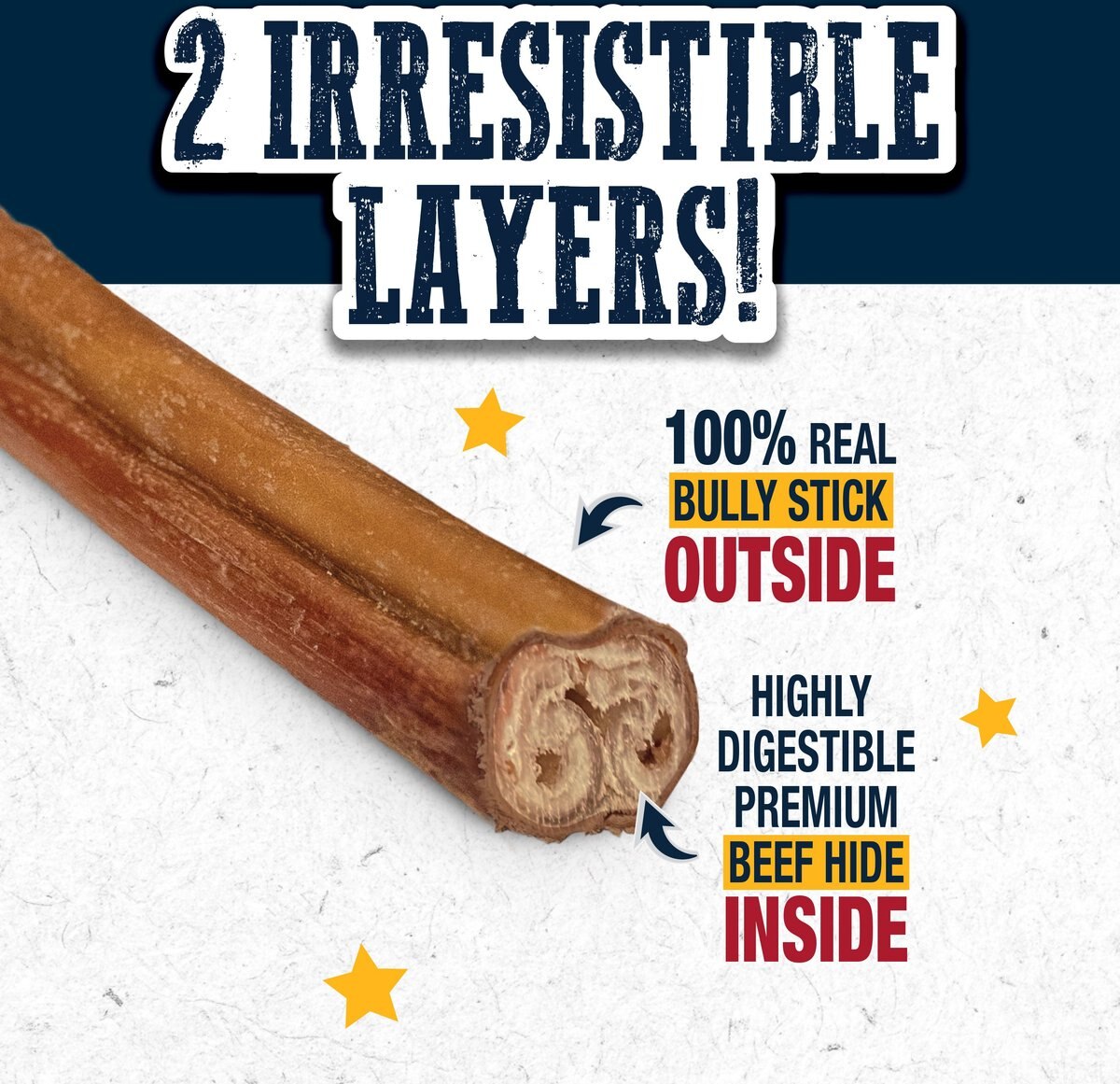 CADET Adult Beef Bully Hide Sticks Natural Dog Chew Treats, Large, 8 ...