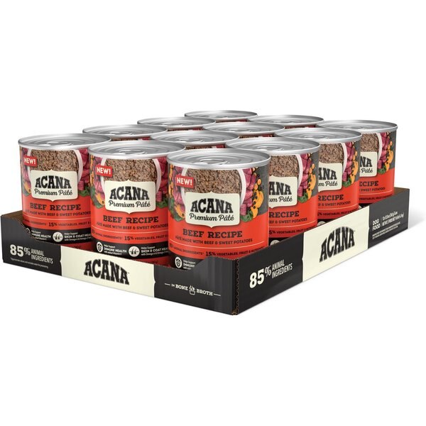 ACANA Premium Adult High-Protein Beef Recipe in Bone Broth Pate Wet Dog ...