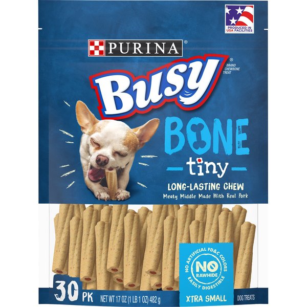 BUSY BONE Long-Lasting Real Meat Tiny Dog Treat, 30 count - Chewy.com