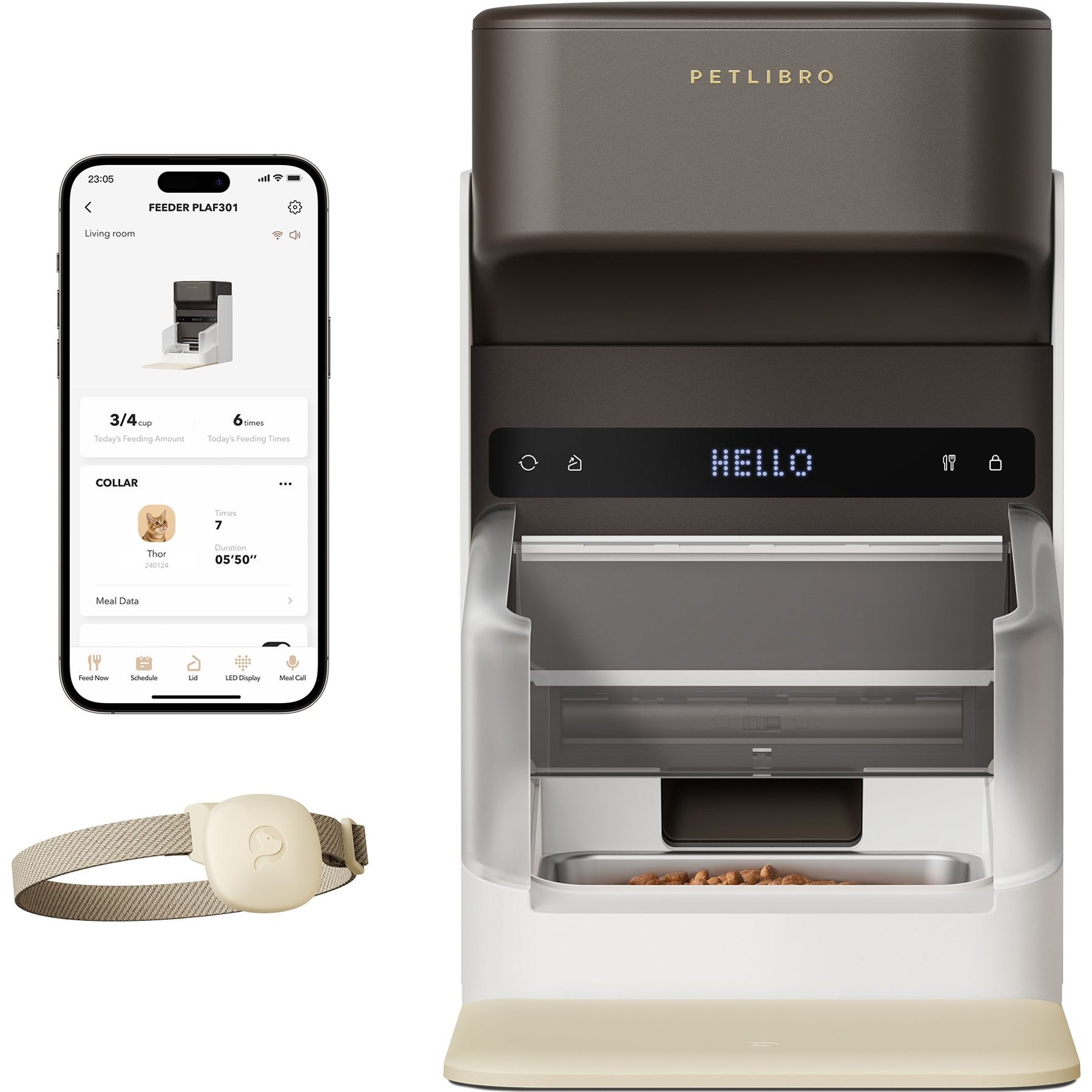 PETLIBRO One RFID Automatic WiFi App Controlled Cat Feeder with Collar ...