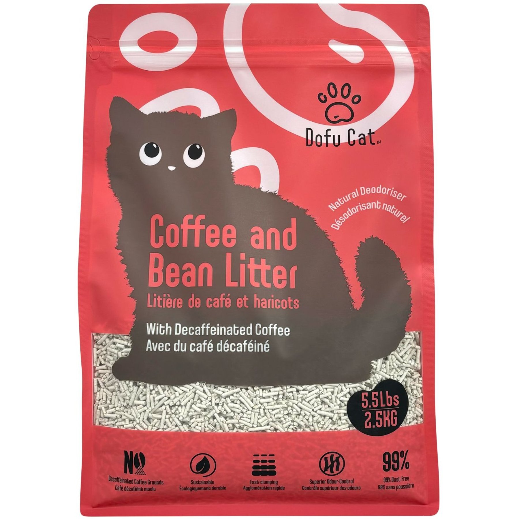 DOFU CAT Unscented Coffee & Bean Clumping Tofu Cat Litter, 5.5-lb bag ...