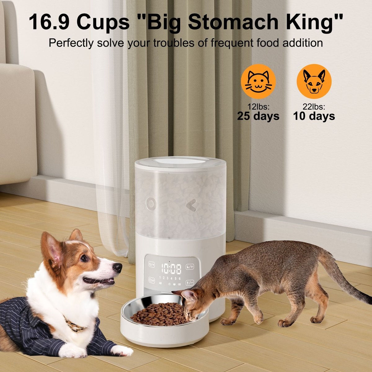 PATPET PF02 Timed Automatic Food Feeder Smart Dispenser for Cats & Dogs ...