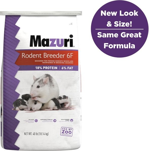 MAZURI 18% Rodent Breeder 6F Cubes Rat & Mouse Food, 40-lb bag - Chewy.com