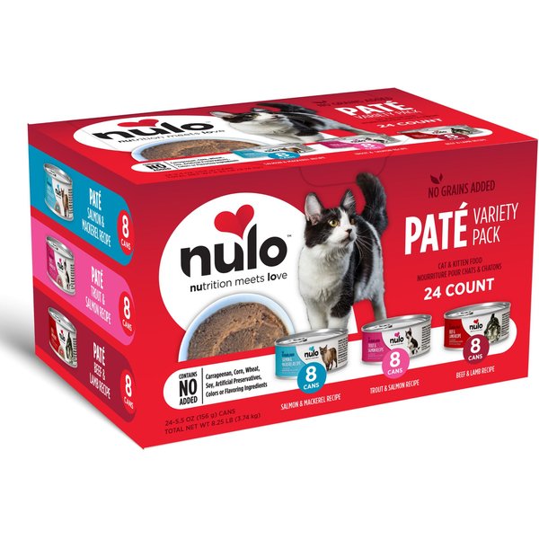 NULO FreeStyle Meat, Salmon & Beef Variety Pack Grain-Free Pate Wet Cat ...