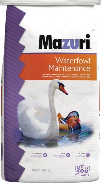 MAZURI Waterfowl Maintenance Pellet Dry Food Duck & Geese Feed, 25-lb ...