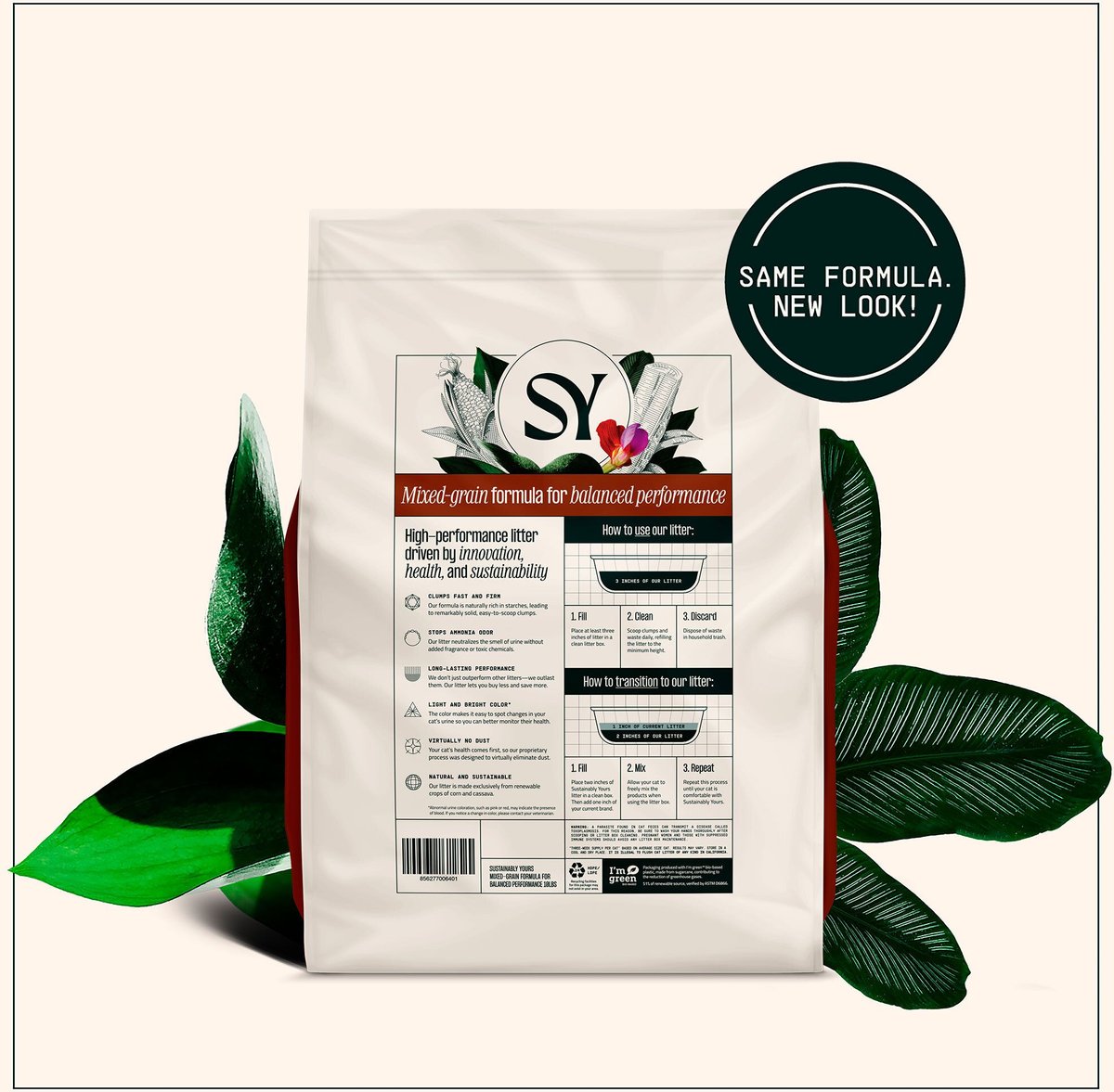 SUSTAINABLY YOURS Mixed Grains Unscented Clumping Corn Cat Litter, 10 ...