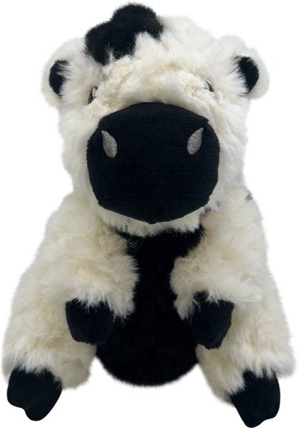 KONG Comfort Tykes Cow Tough Squeaky Dog Plush Toy, Black/White, Small ...