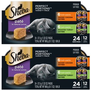 SHEBA Perfect Portions Poultry Entrees Pate Variety Pack Adult Wet Cat ...