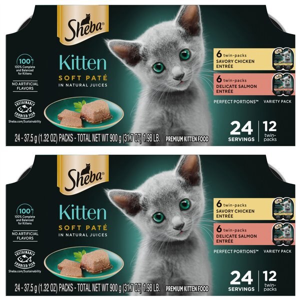 SHEBA Perfect Portions Kitten Variety Pack Chicken Pate & Pate Salmon ...