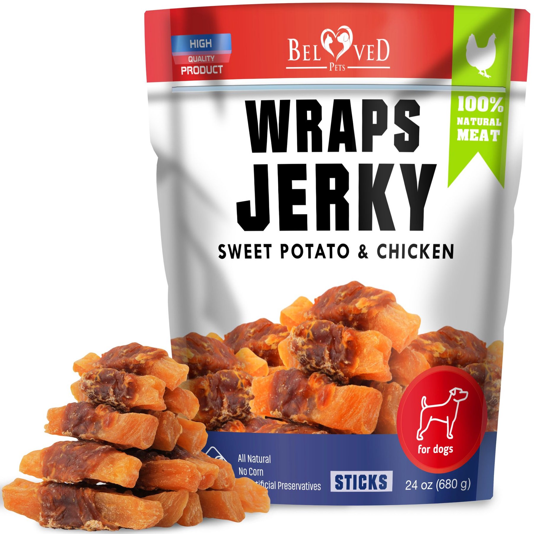 BELOVED PETS All Natural & Organic Sweet Potato & Chicken Wraps Human ...