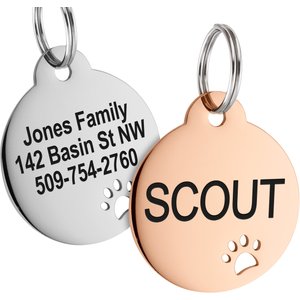 GOTAGS Personalized Silicone Round Dog & Cat ID Tag, Large, Purple ...