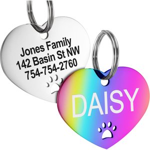 QUICK-TAG Coated Metal Personalized Dog & Cat ID Tag, Metallic Rainbow ...