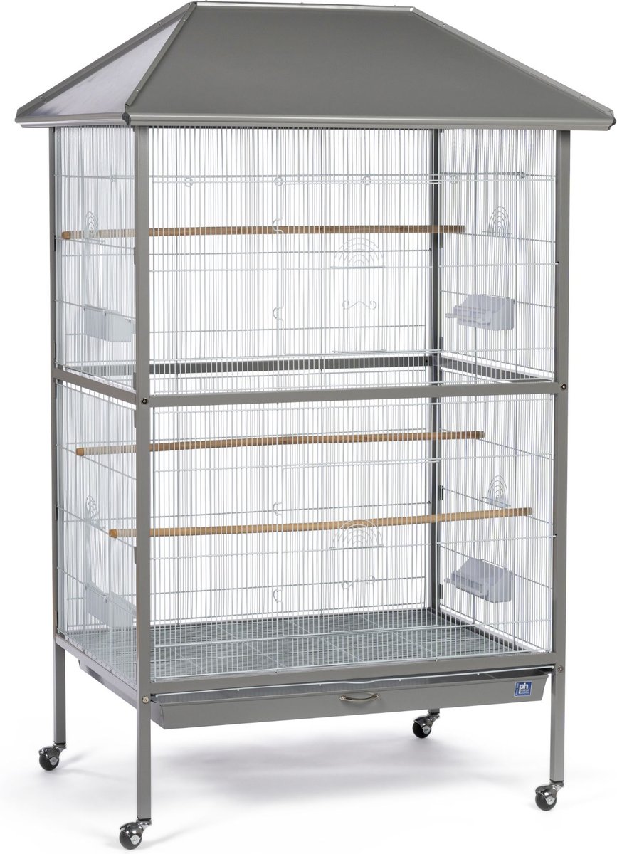 PREVUE PET PRODUCTS Charming Aviary Flight Rolling Base Bird Cage, Gray ...