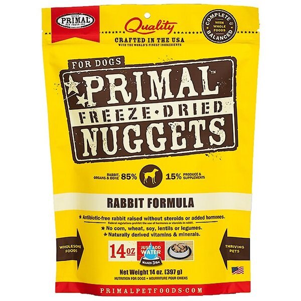 PRIMAL Rabbit Formula Nuggets Grain-Free Raw Freeze-Dried Dog Food, 14 ...