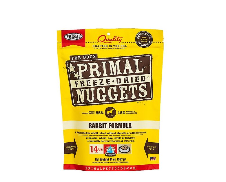 PRIMAL Rabbit Formula Nuggets Grain-Free Raw Freeze-Dried Dog Food, 14 ...